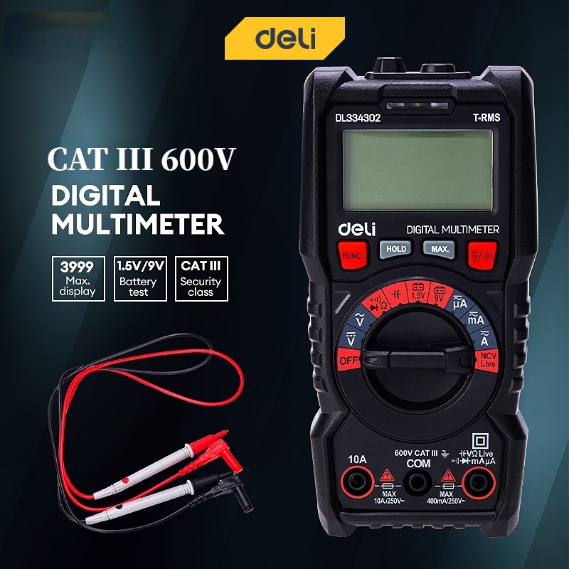 Deli Digital Multimeter Tester Electrical Multimeter Tester DC/AC ...