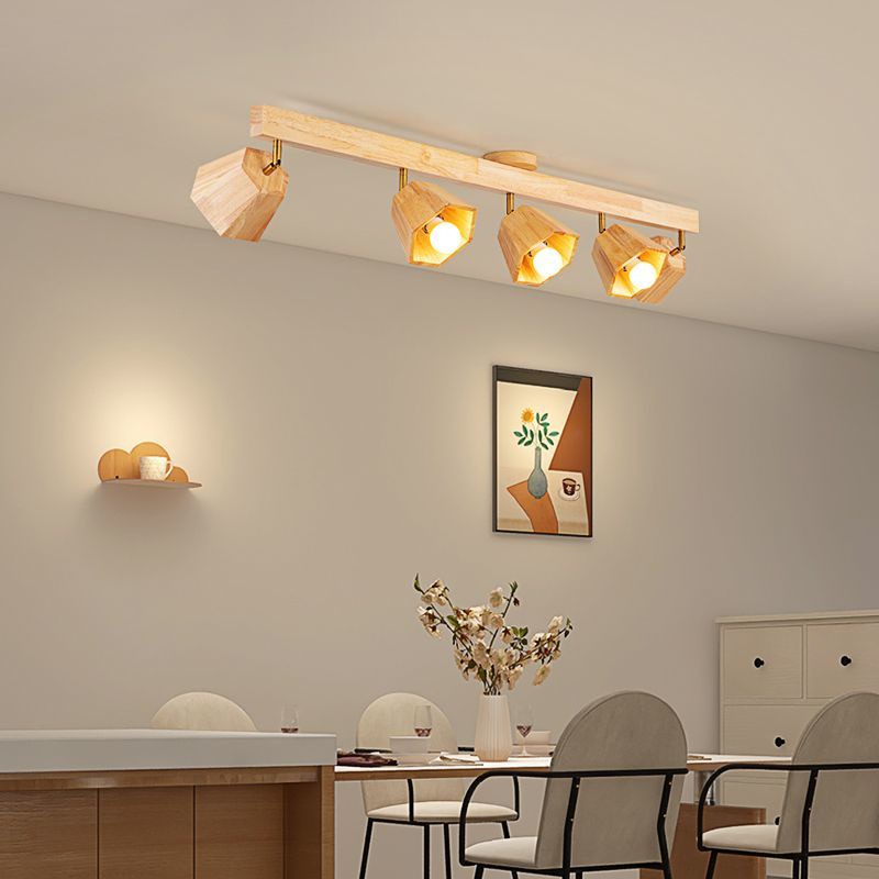 AIMI Japanese Log Track Light Restaurant Light Modern Wooden Spotlight ...
