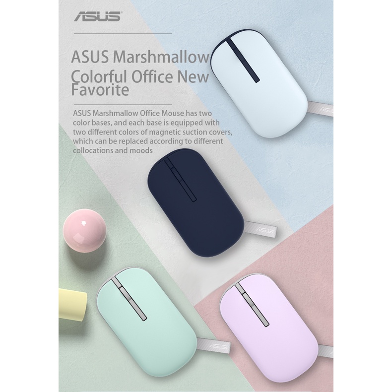 ASUS Marshmallow Mouse 2.4GHz Bluetooth Dual-Mode Wireless Mouse Cute ...