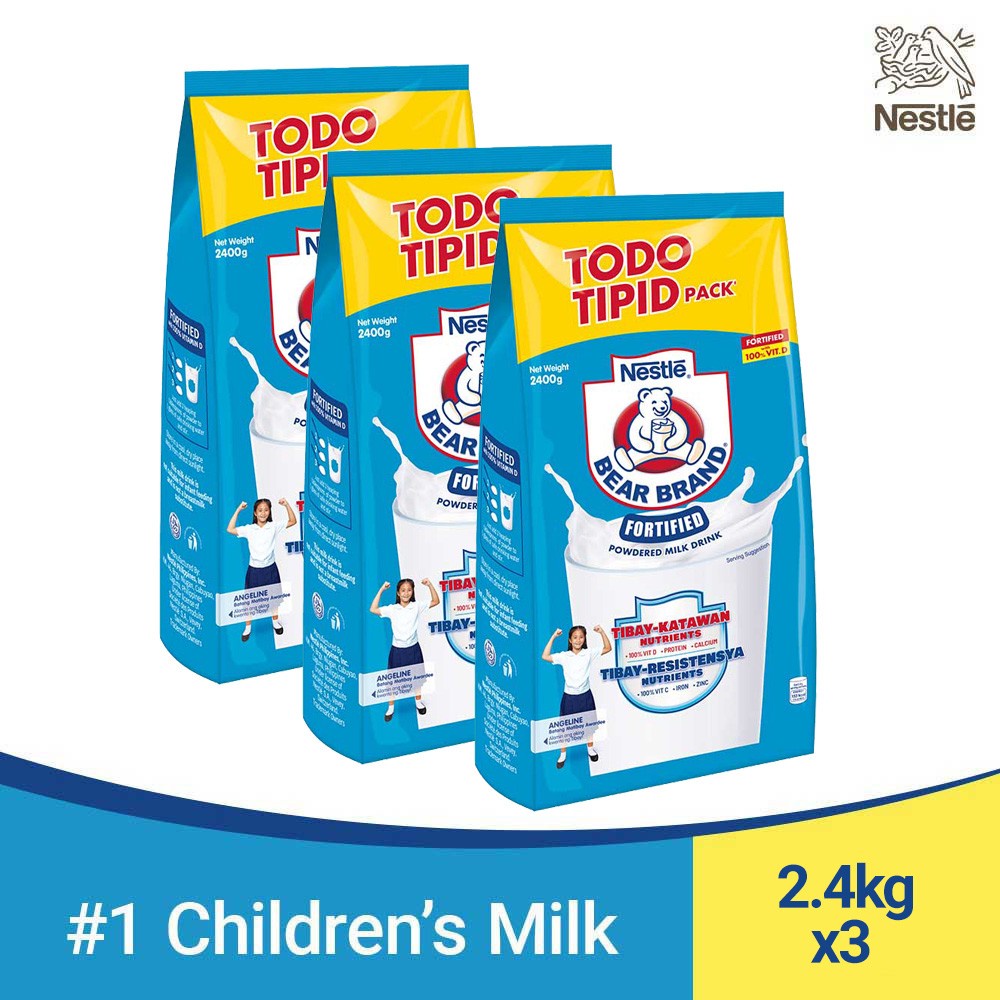 BEAR BRAND Fortified Powdered Milk Drink 2.4kg - Pack of 3 | Shopee ...