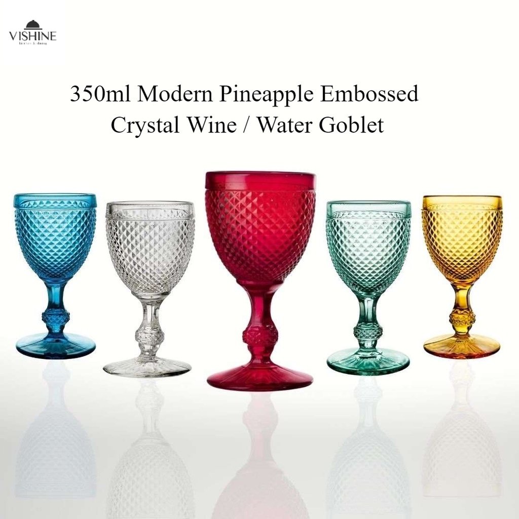 Modern Glass Embossed Crystal Glassware Wine Glass Water Goblet ...