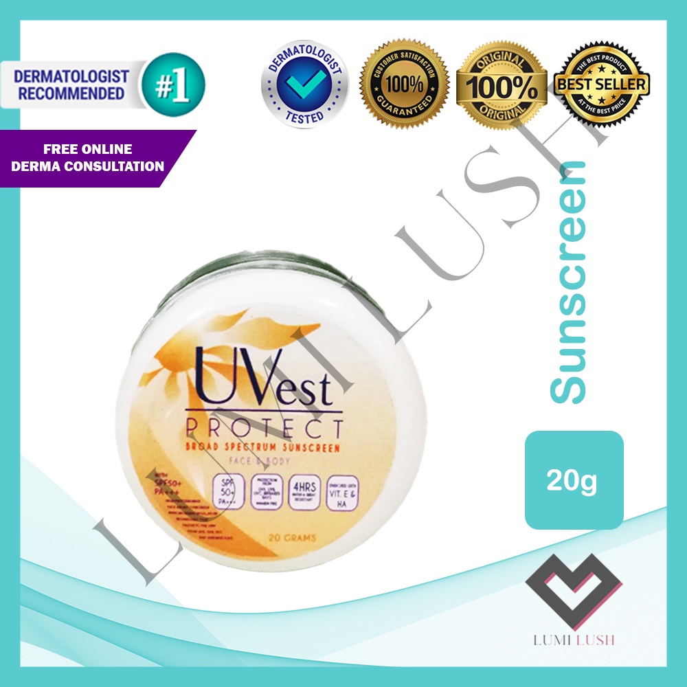 Uvest Protect Broad Spectrum Sunscreen 20g SPF50+ | Shopee Philippines