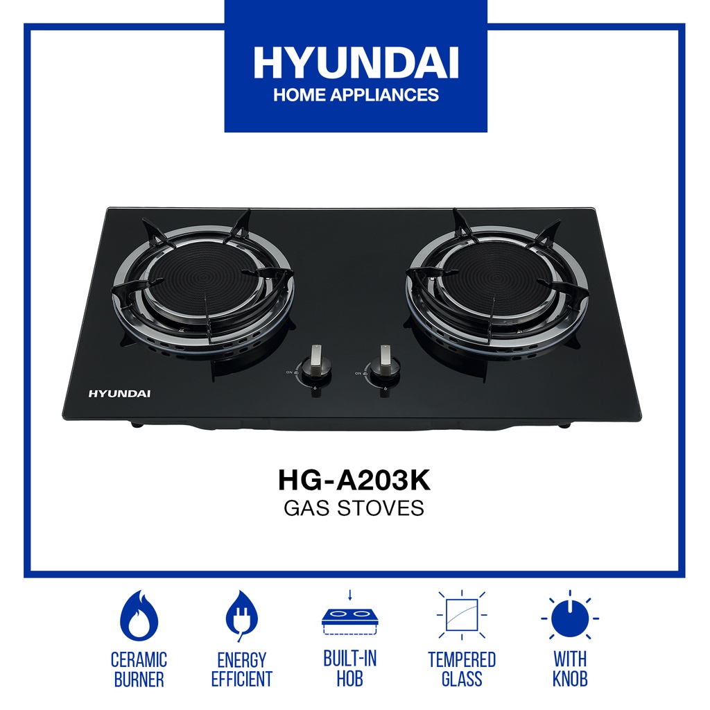 Hyundai Double Infrared Burner Tempered Glass Gas Stove HG-A203K ...