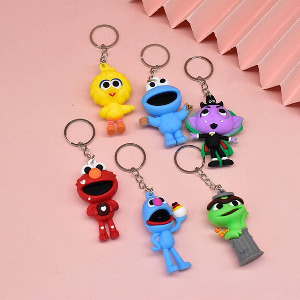 Cartoon Cute Soft Rubber Keychain Sesame Street Roblox Pendant PVC ...
