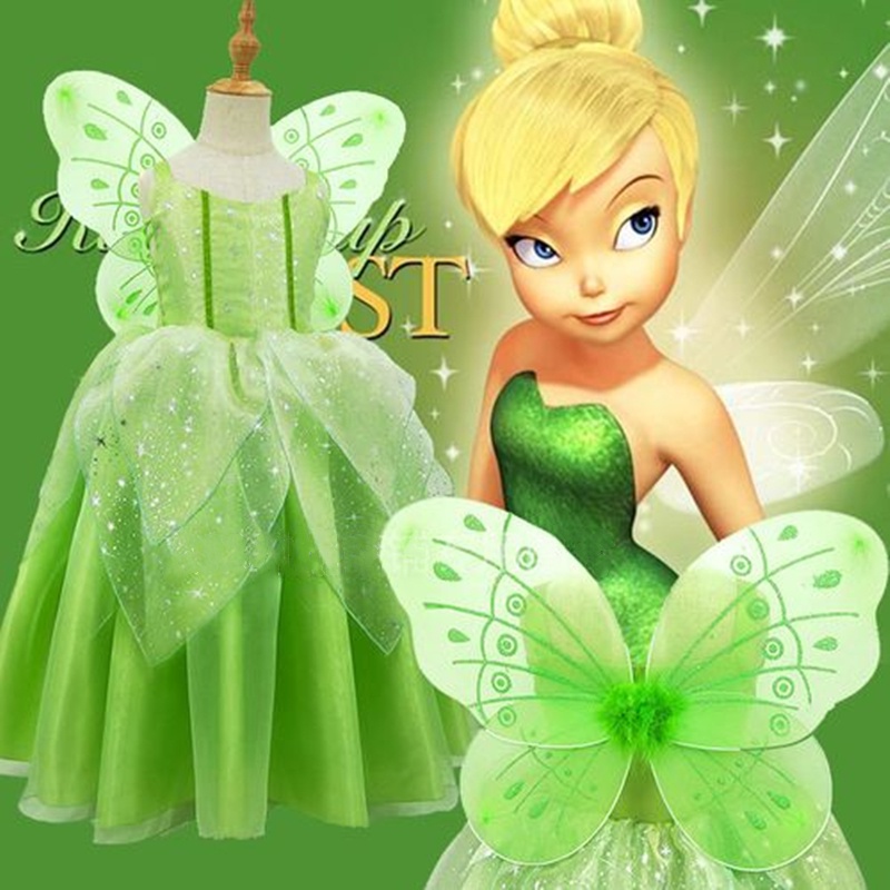 Girls Tinker Bell Costume Halloween Costume for Kids Green Tinkerbell ...