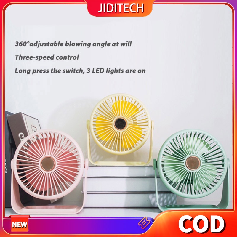 Jiditech USB charging fan with 3 LED lights | Shopee Philippines
