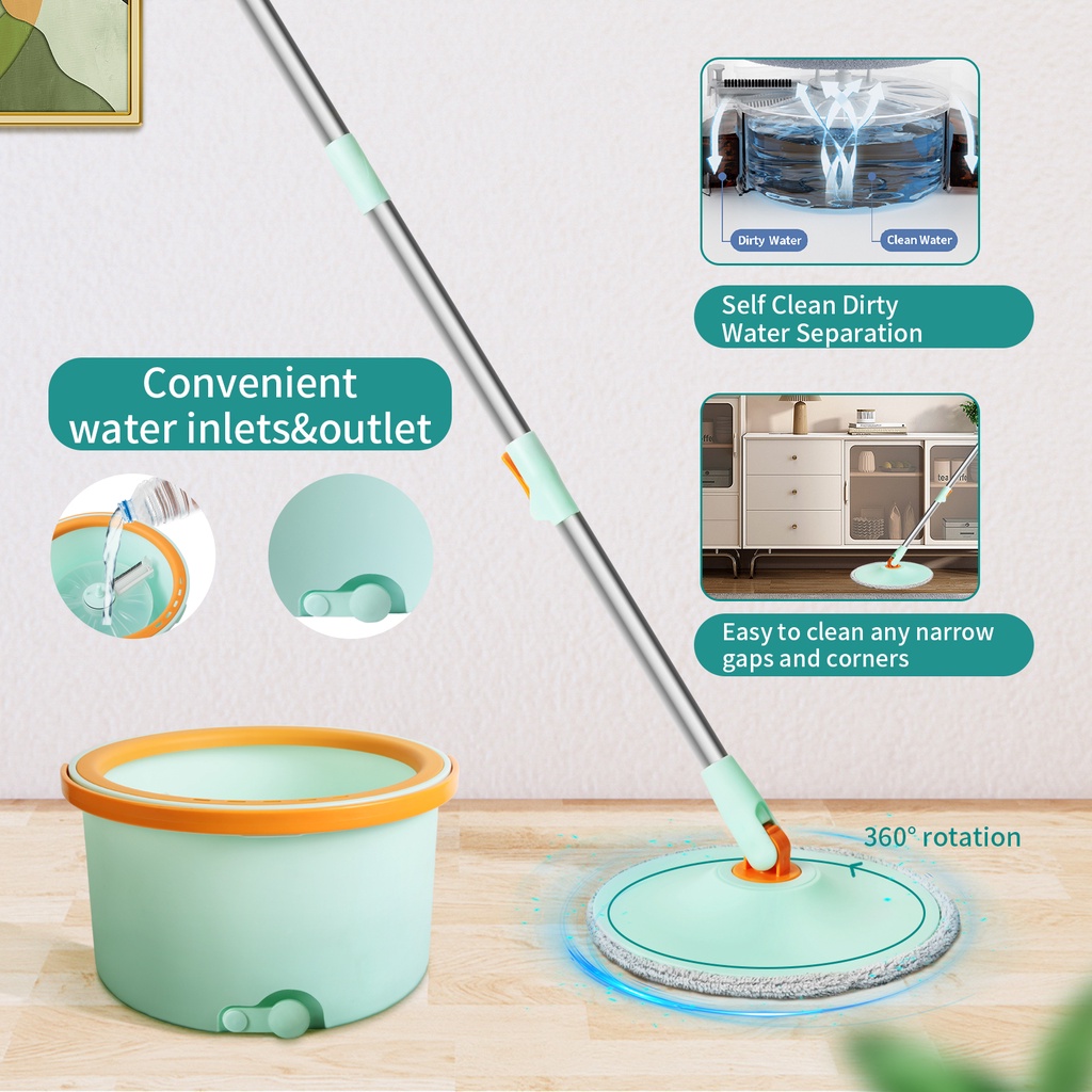 Self Wash Spin Mop Tornado Falt Rotating Mop Spinner Flat Mop With ...