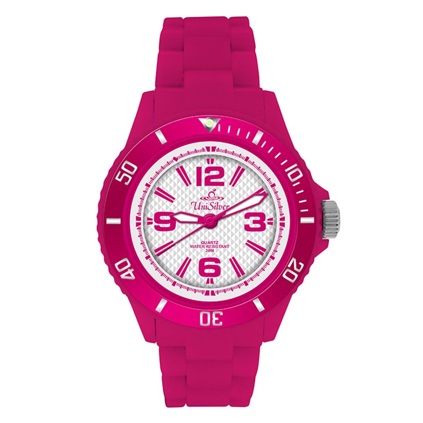 UniSilver TIME Crayon Series Unisex Fuchsia Analog Acrylic Watch KW1073 ...