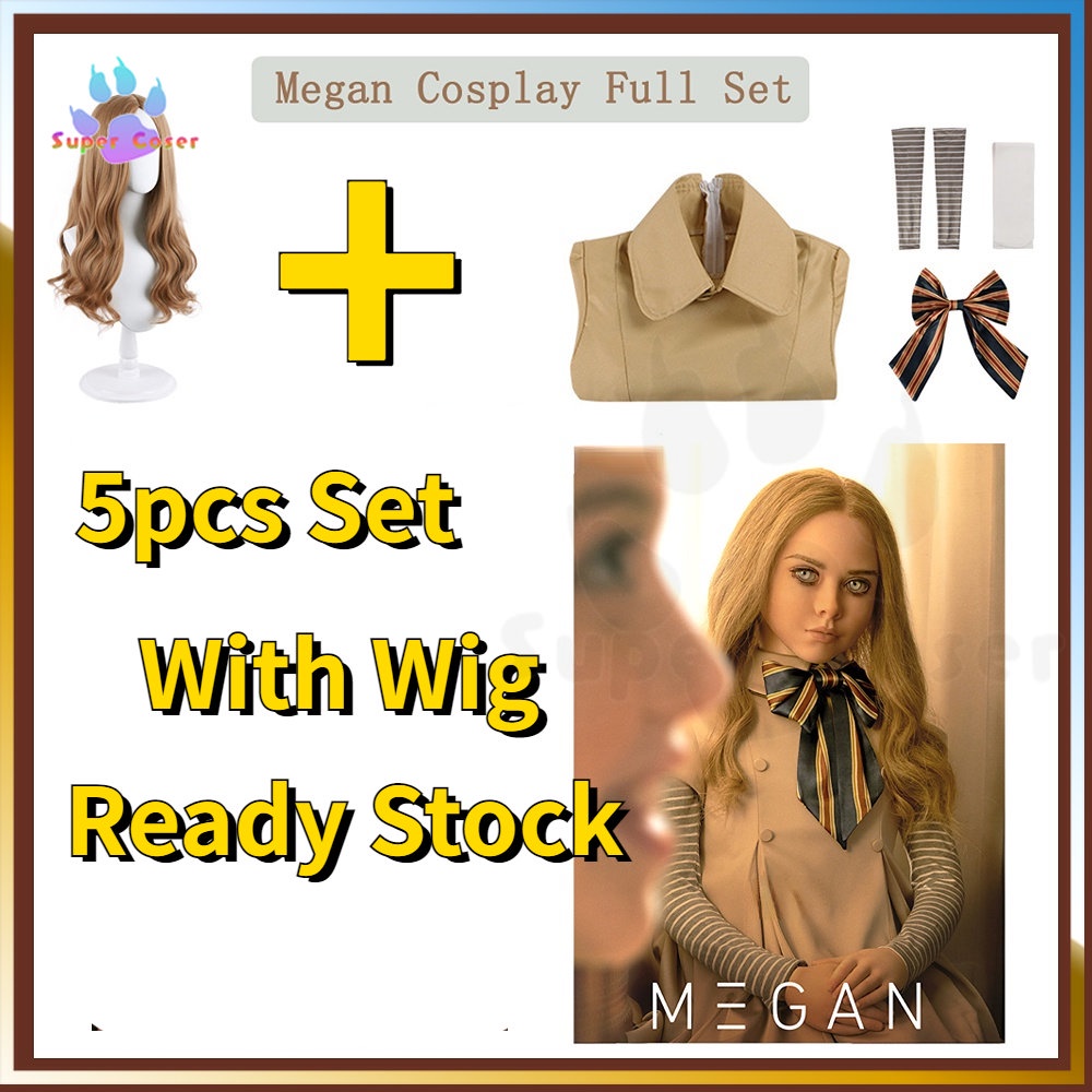 【READY STOCK】M3GAN Cosplay Costume Megan Cosplay Dress M3GAN Wig ...