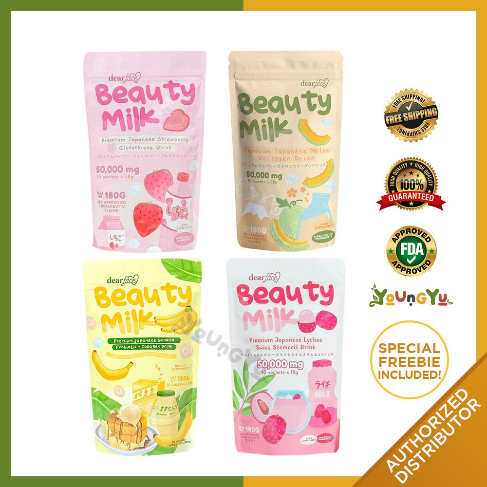 Dear Face Beauty Milk Melon Collagen, Strawberry Ichigo, Lychee and ...