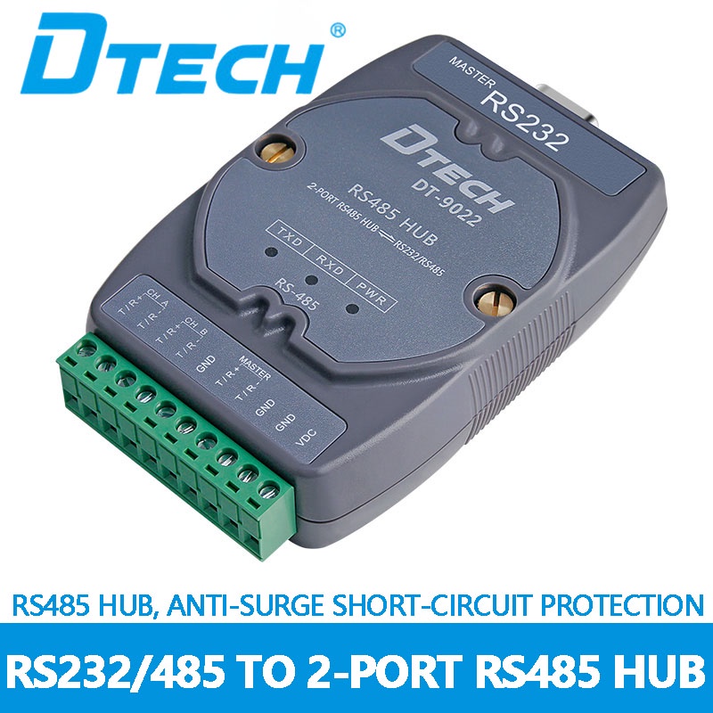 DTECH RS232/485 Turn RS485 Hub 2-Port Two-Way Converter High-Speed Lightning Protection Surge ...
