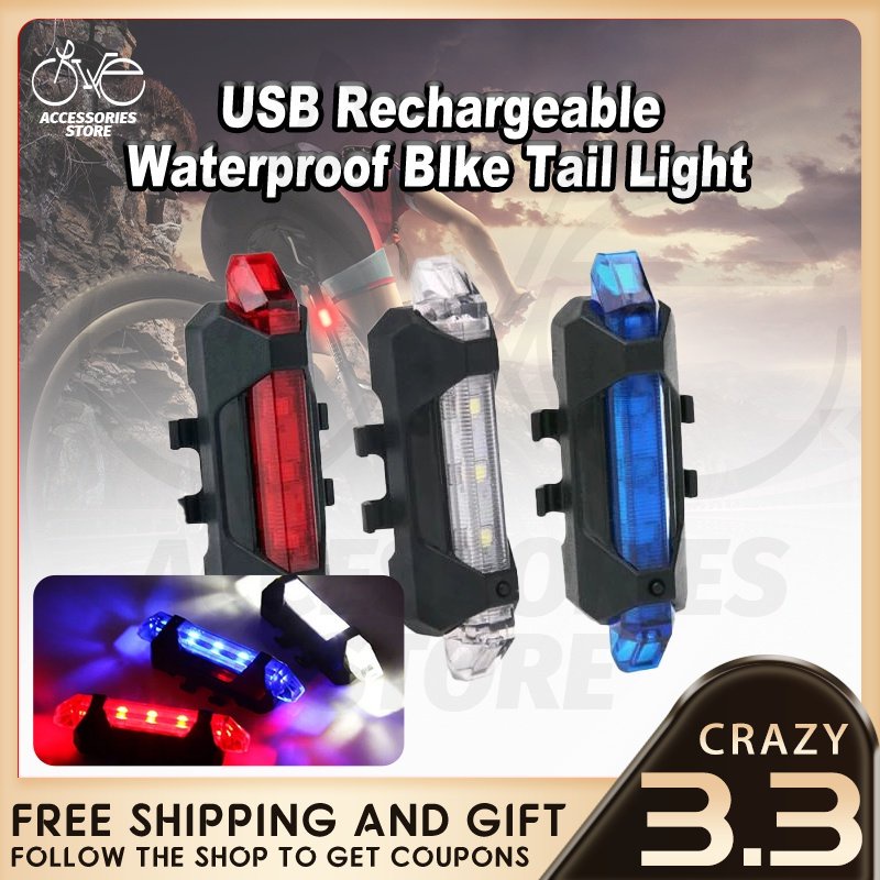 Bike Tail Light Rechargeable Waterproof Blinker Light for MTB Back ...