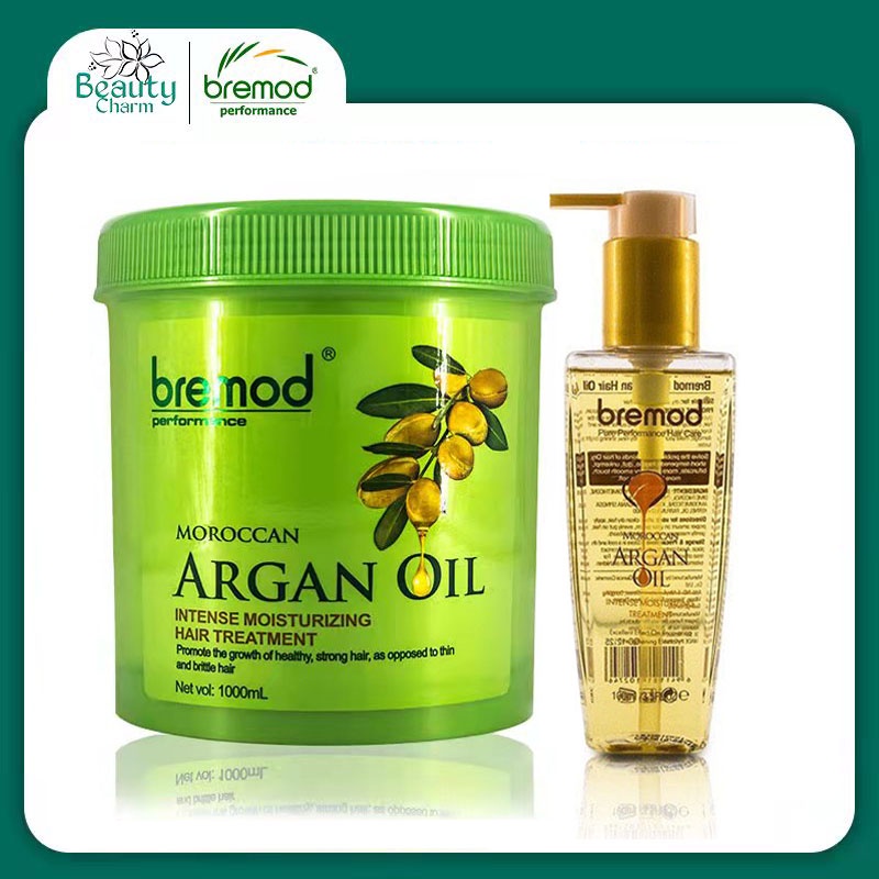 Bremod Moroccan Argan Oil Hair Treatment 1000ml +Hair Serum Repair ...