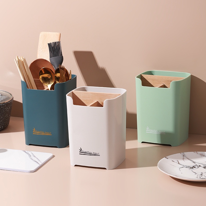 High Capacity Chopstick Cage Removable Bamboo Chopstick Basket With ...