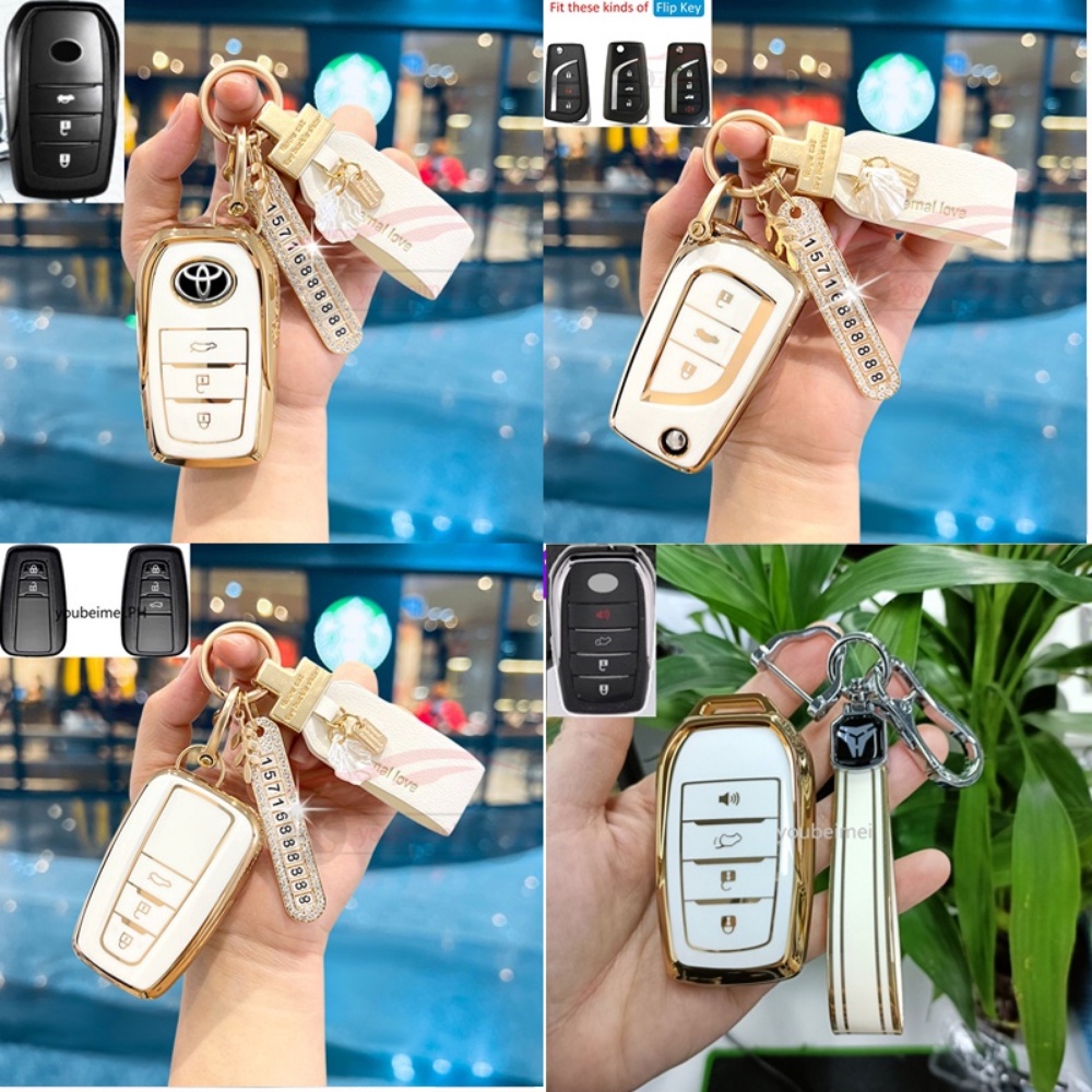 TPU Gold Edge 2022 New Toyota Smart Key Car Remote Key Cover Case For ...