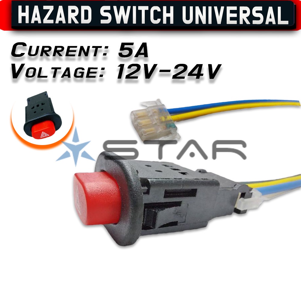 SKY 1pcs Universal Motorcycle HAZARD SWITCH 12v 24v 3wires Button ...