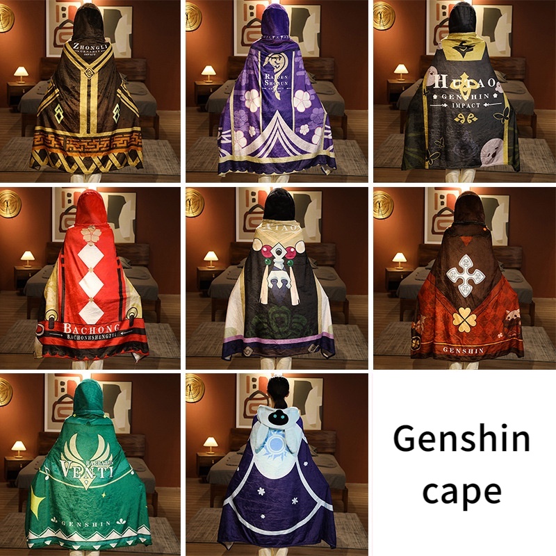 Genshin impact plush cape, cloak, Zhongli Hutao Xiao, flannel hood PW6U ...