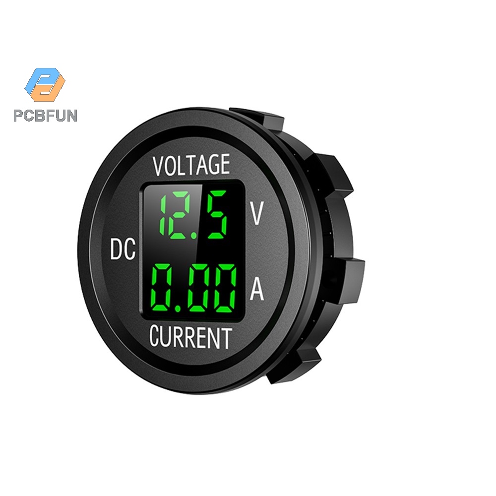 Pcbfun Dual Digital Voltmeter Ammeter 5V-48V 0-10A Round LED Panel for ...