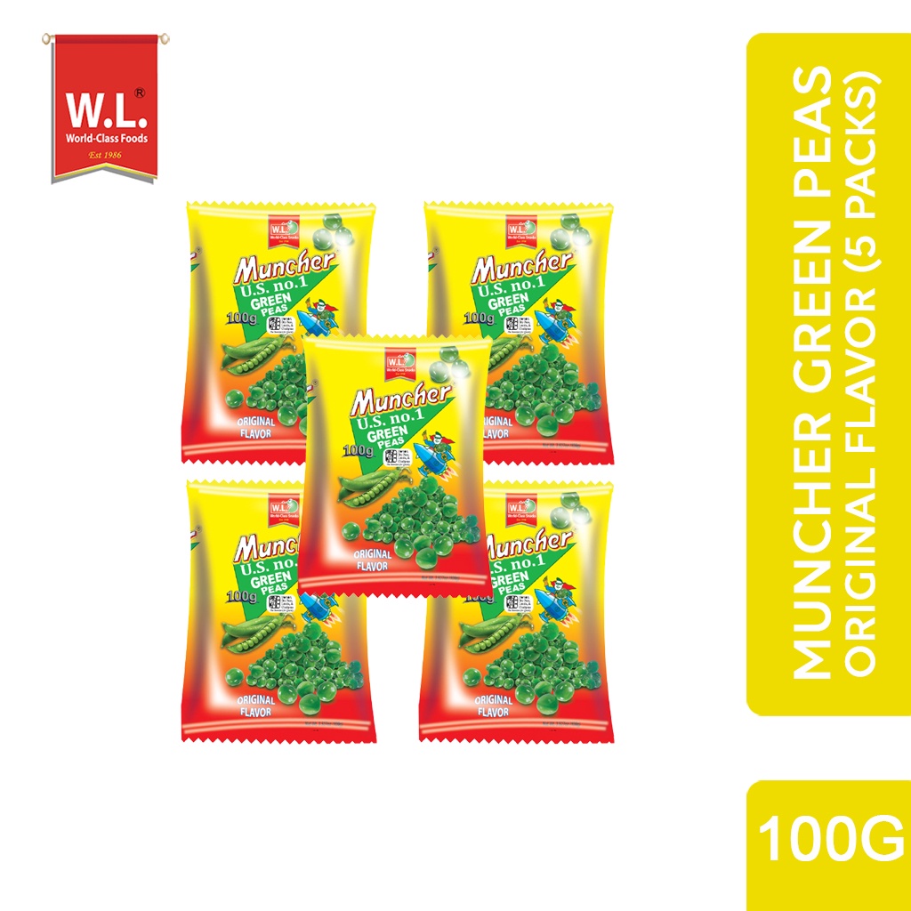 WL FOODS Muncher Green Peas Original 100g x 5's | Shopee Philippines