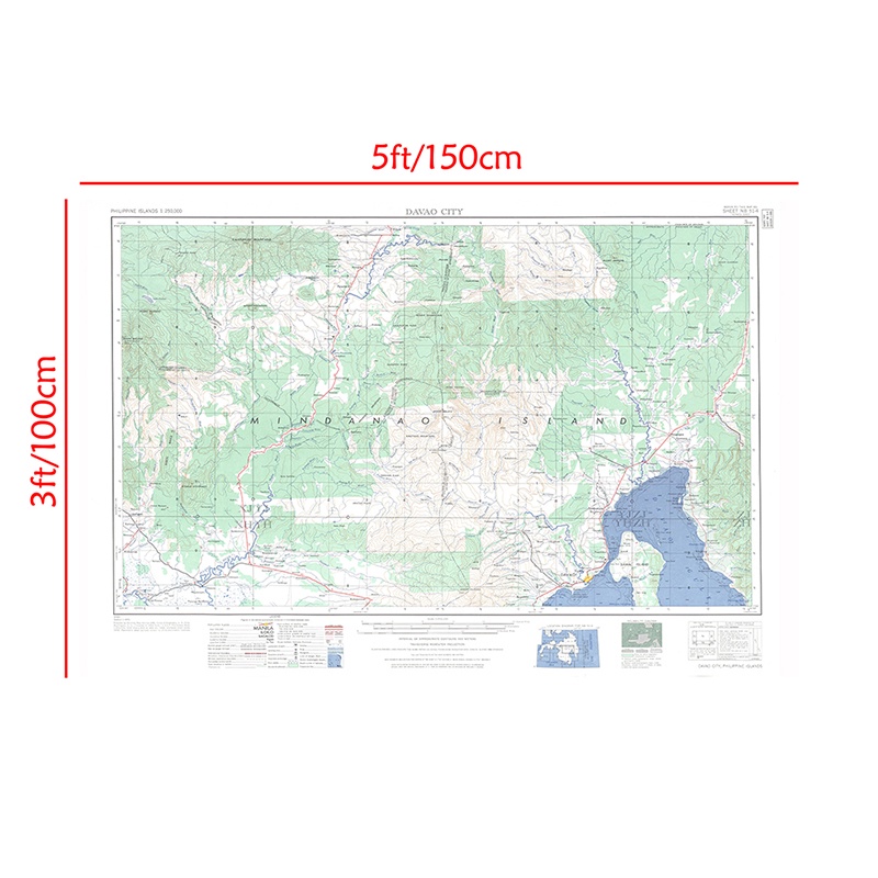 HOT Topographic Map of Cities In English Philippines Davao City Wall ...