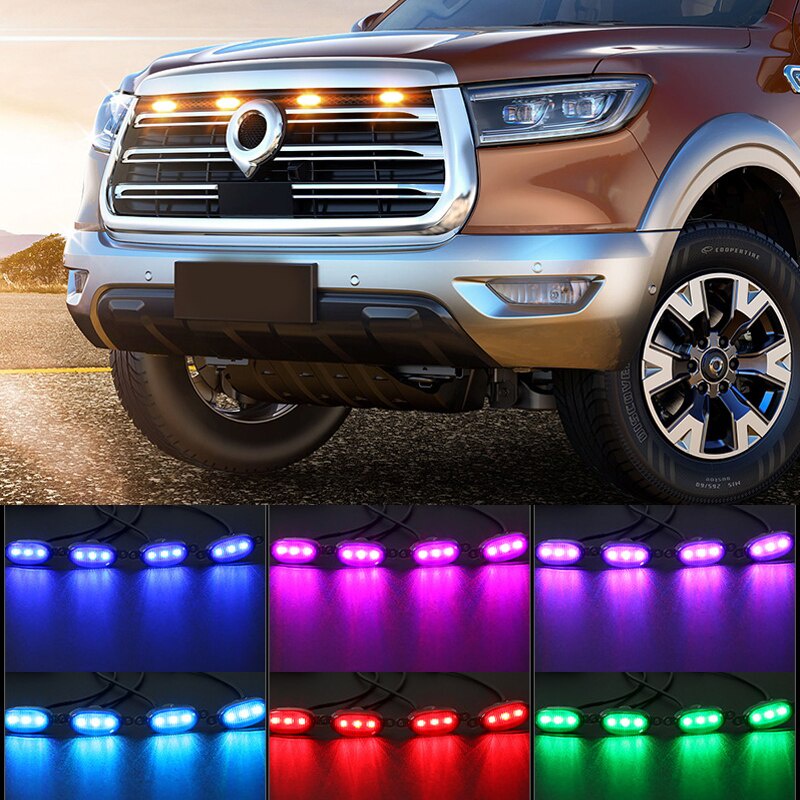 4/5/6Pcs LED Front Grille Marker Lights Universal Car Smoked Amber ...