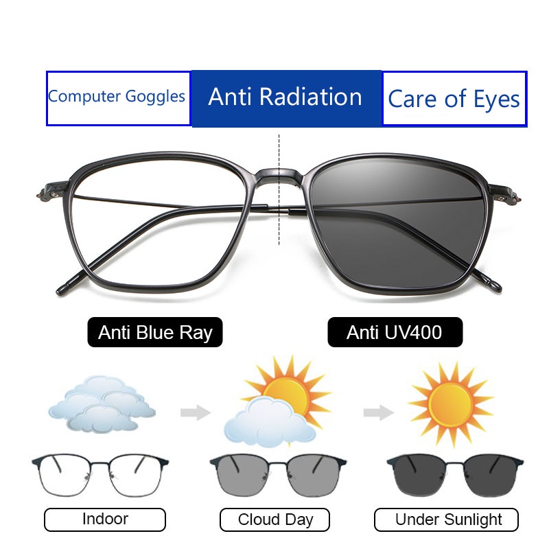 Black Square Frames Blue Blocker Zero Power Spectacles