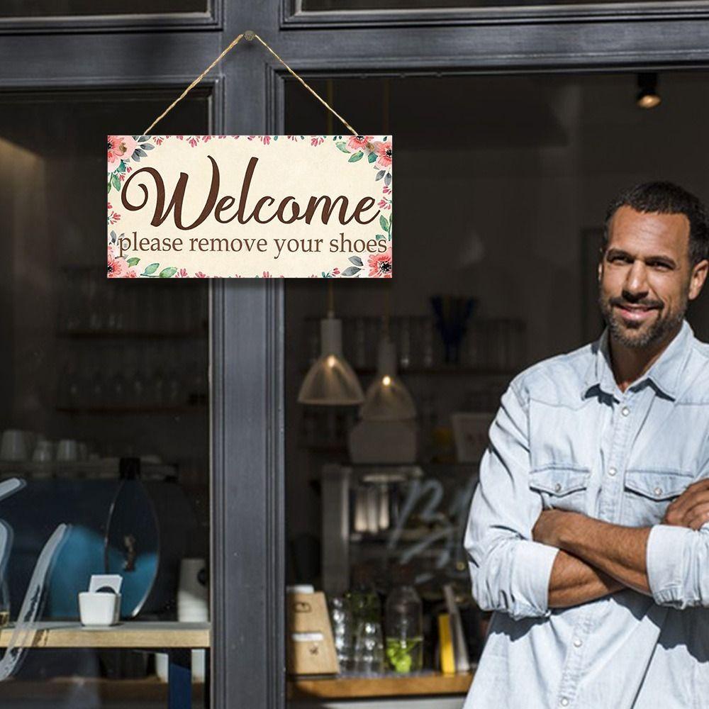 EMILEE Door Sign, Wood Please Remove Your Shoes Hotel Bulletin Board ...