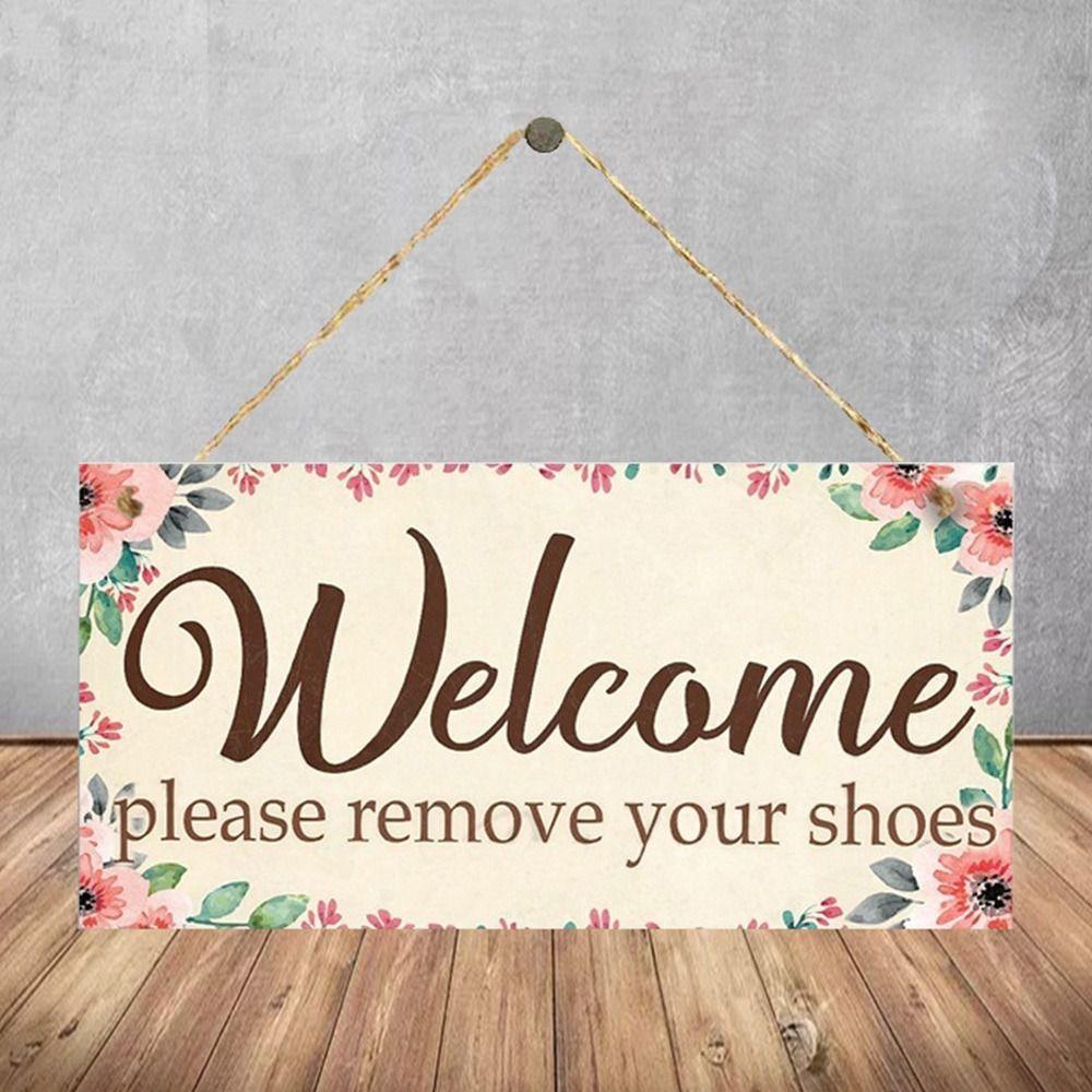 EMILEE Door Sign, Wood Please Remove Your Shoes Hotel Bulletin Board ...