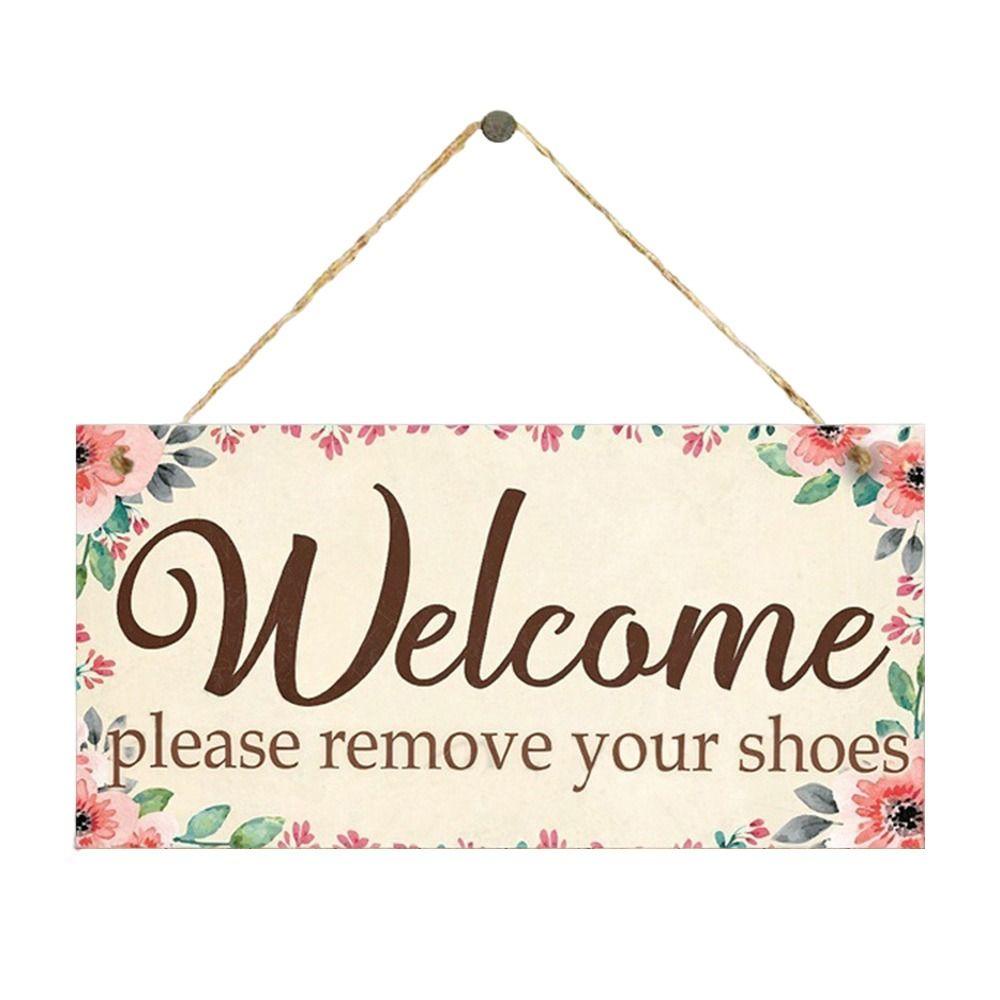EMILEE Door Sign, Wood Please Remove Your Shoes Hotel Bulletin Board ...