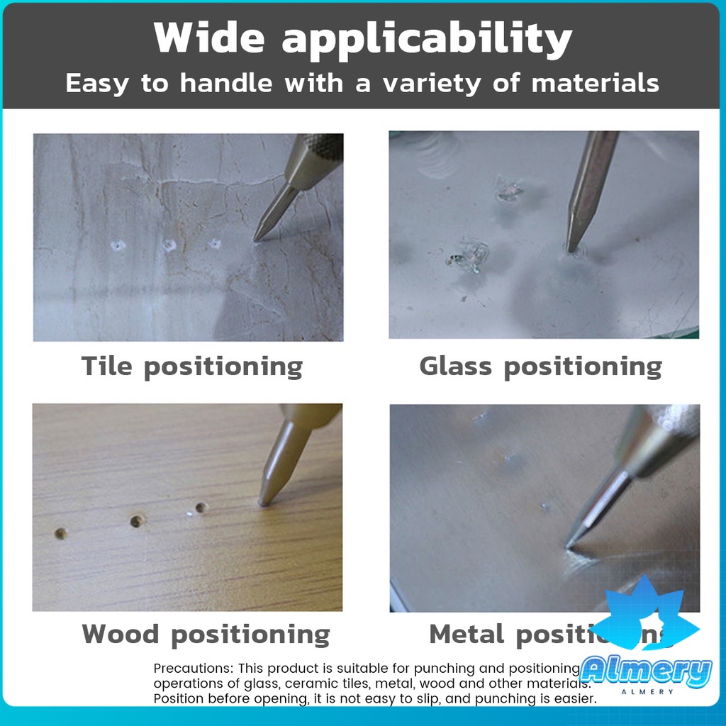 Automatic Center Punch Adjustable Spring-Loaded Tool Anti-Slip Knurled ...