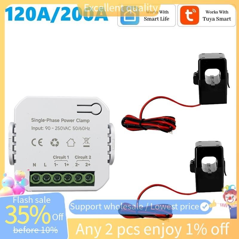Tuya Smart WiFi Energy Meter with 2XCurrent Transformer Clamp 90- 250V ...