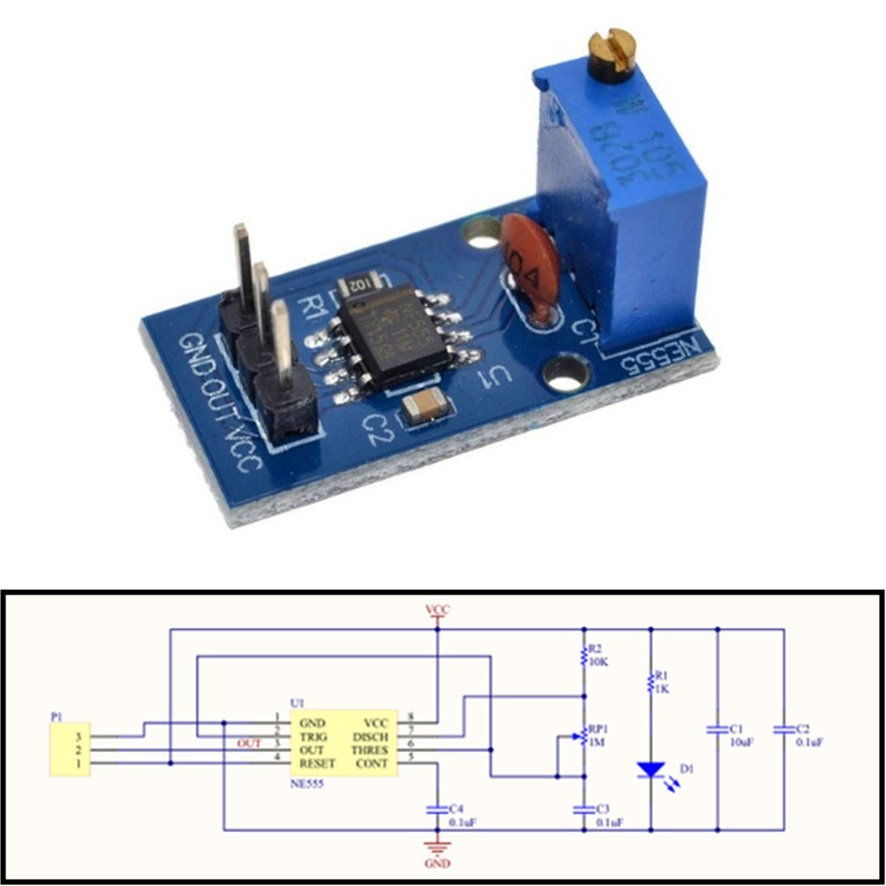 NE555 Pulse Frequency Duty Cycle Adjustable Module Square Wave 5V-12V ...