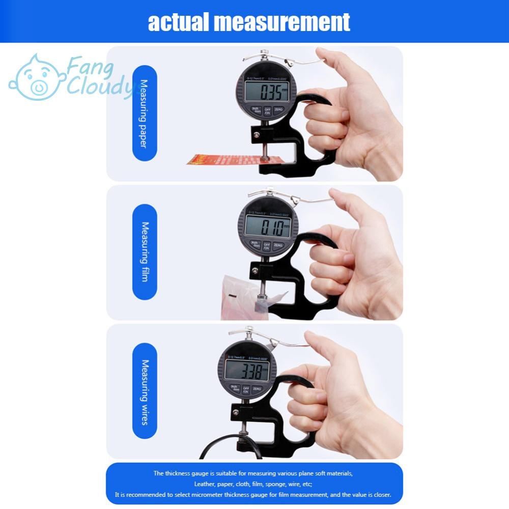 0-12.7mm Electronic Thickness Gauge LCD Display Plastic Micrometer ...