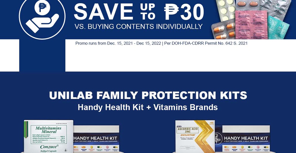 Unilab Handy Health Kit Set of 5-Medicines for First Aid and Medical ...