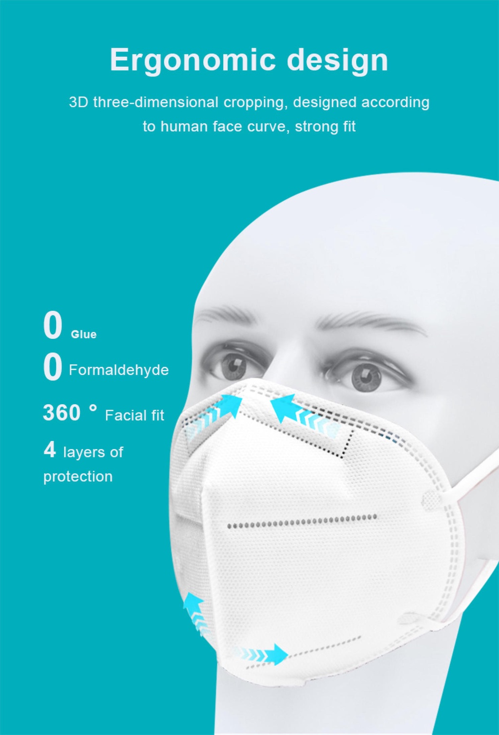 100PCS HYNAUT Kn95 Face Mask 100 pcs 5 Layers Protective Medical ...