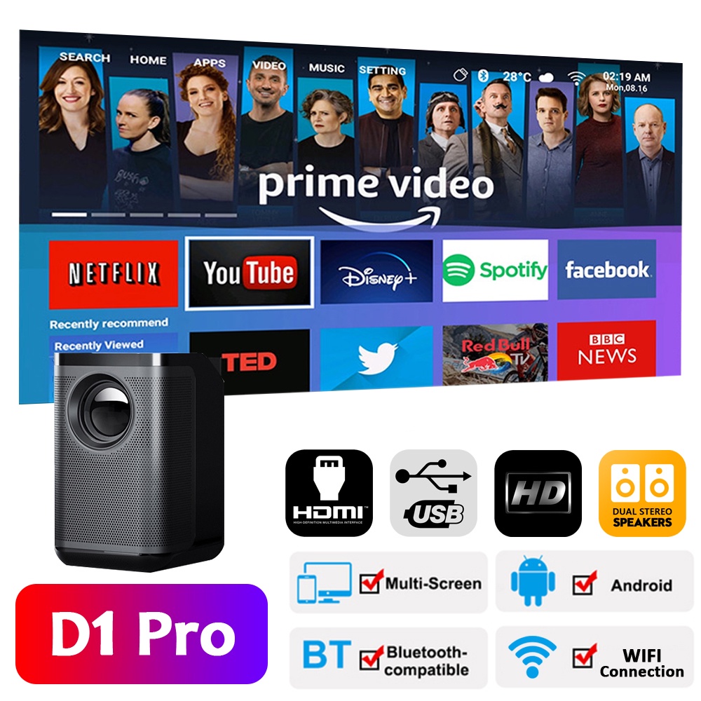 ZEEMR Diva Pro Mini Projector Home Smart Small Projector AI Support 4K ...