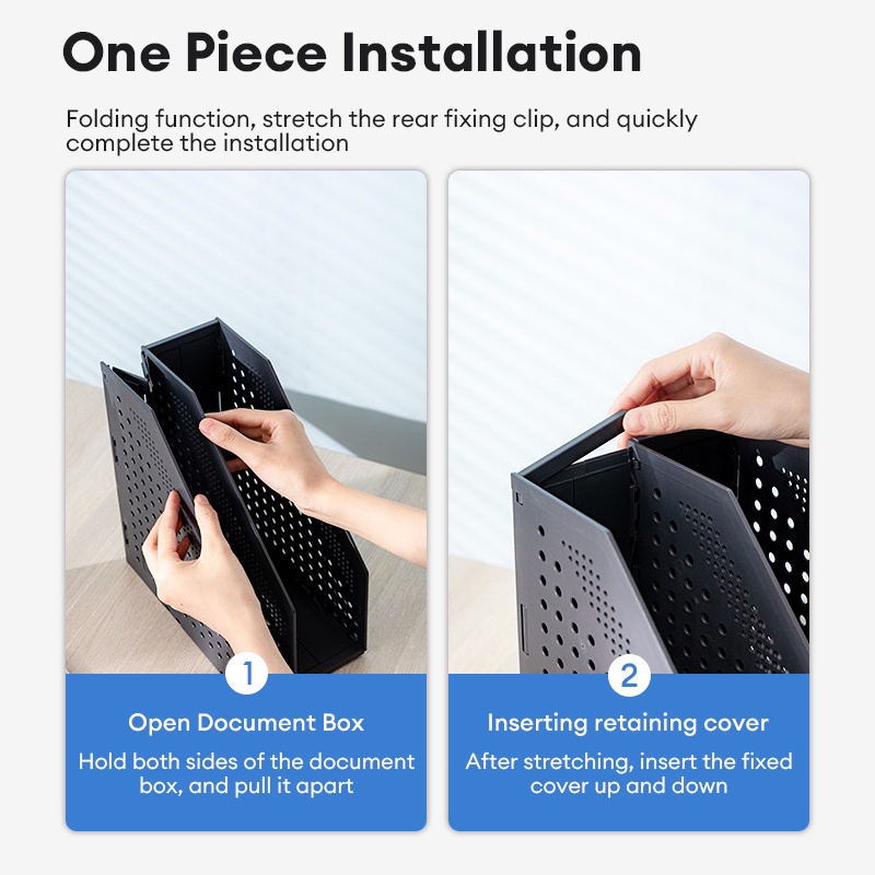 Deli Folding File Box Two-Fold Desktop Document Book Storage Office ...