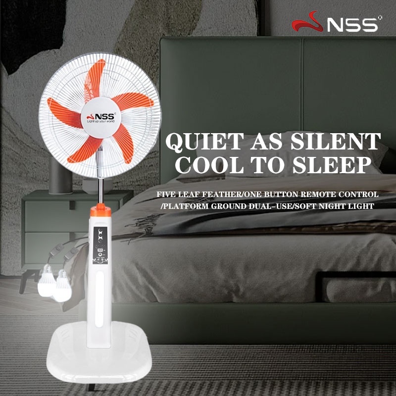 NSS 16 inch Solar fan Rechargeable Fan with Solar Panel with LED Light ...