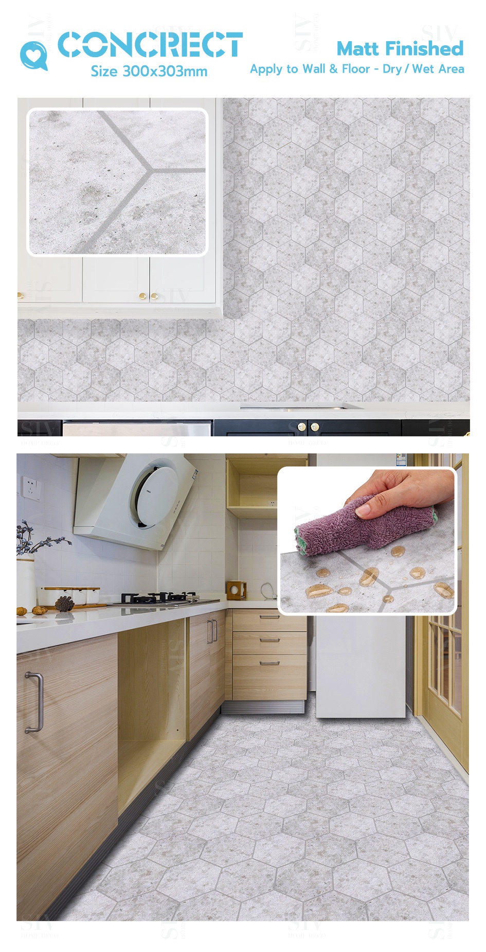 Siv Kitchen Wallpaper 3D Backsplash Subway Tiles Sticker Bathroom Self ...