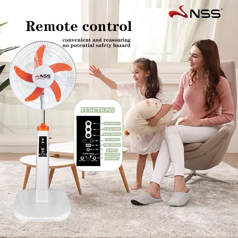 NSS 16 inch Solar fan Rechargeable Fan with Solar Panel with LED Light ...