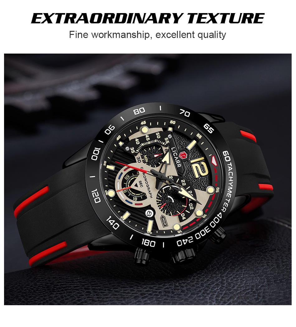 LICARR Men Watch Brand Luxury Casual Business Chrono Sport Date Display ...