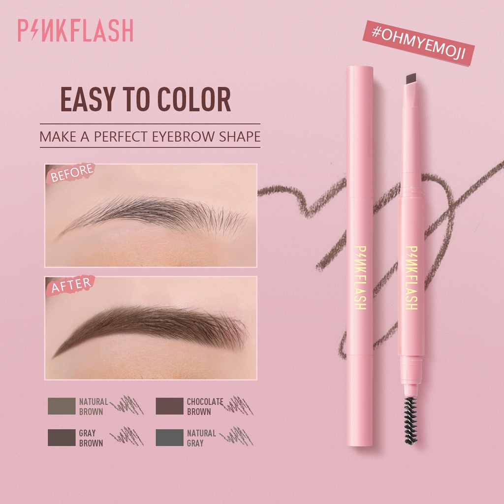 PINKFLASH 2 IN 1 Eyebrow Pencil 4 Colors Waterproof Long Lasting ...