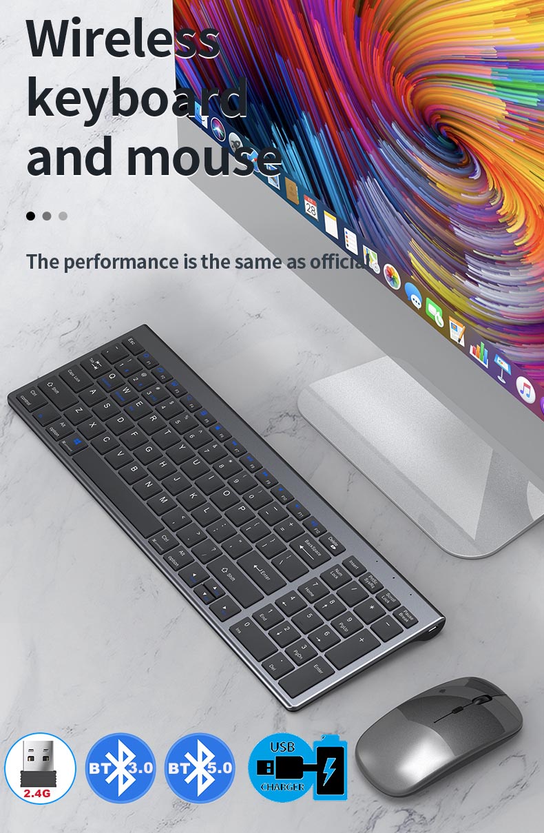 Meewoo Wireless Bluetooth Keyboard And Mouse Set 2 4ghz Mute Slim