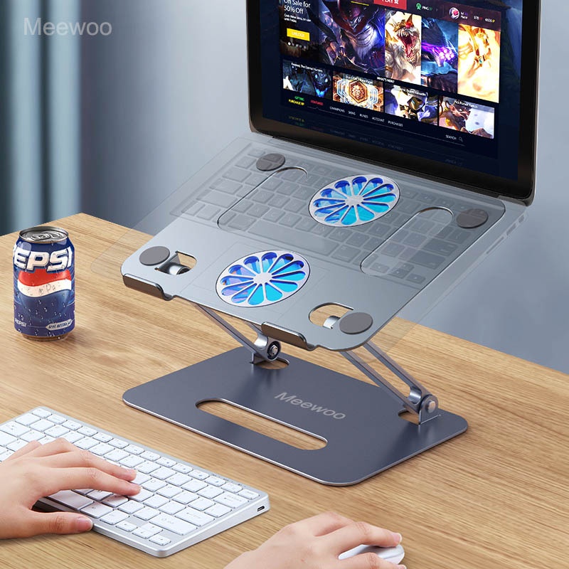 Meewoo Laptop Stand With Fan Aluminum Adjustable Laptop Stand Laptop ...