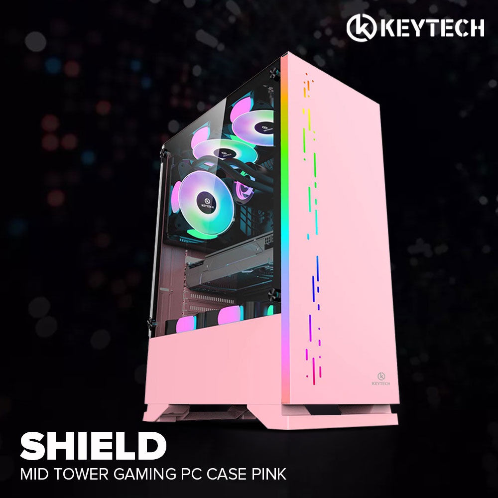 EasyPC | Keytech Shield Mid Tower Gaming PC Case Pink, White, Black or ...