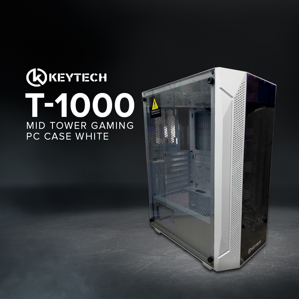 Keytech T1000 Mid Tower Gaming PC Case Black/White, T1000 Mid Tower ...