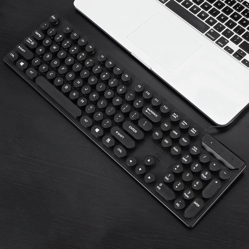 Zeus K-100 BLACK ( SteamPunk ) Retro Round Keycaps 104 Keys Keyboard ...