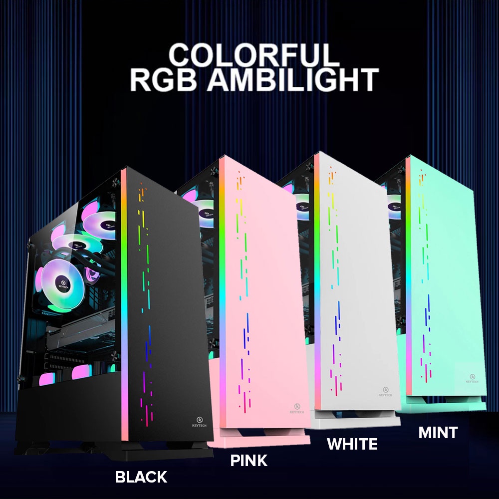 EasyPC | Keytech Shield Mid Tower Gaming PC Case Pink, White, Black or ...
