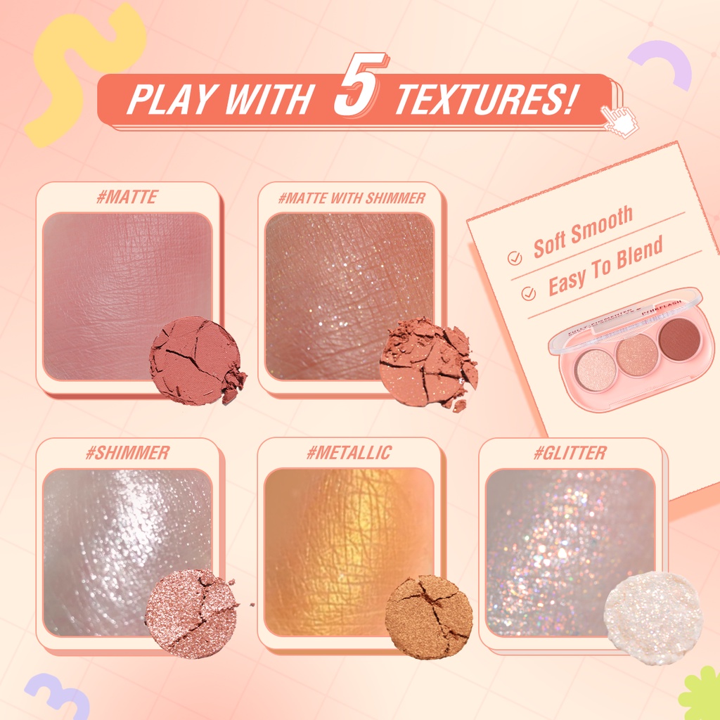 [WITH FREE BRUSH] PINKFLASH 3 In 1 Shades Eyeshadow Palette Glitter ...