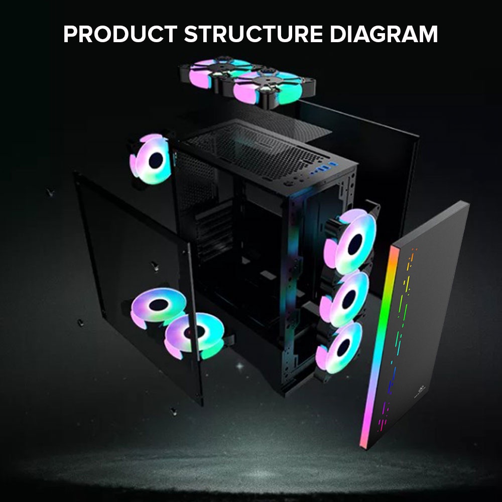 EasyPC | Keytech Shield Mid Tower Gaming PC Case Pink, White, Black or ...